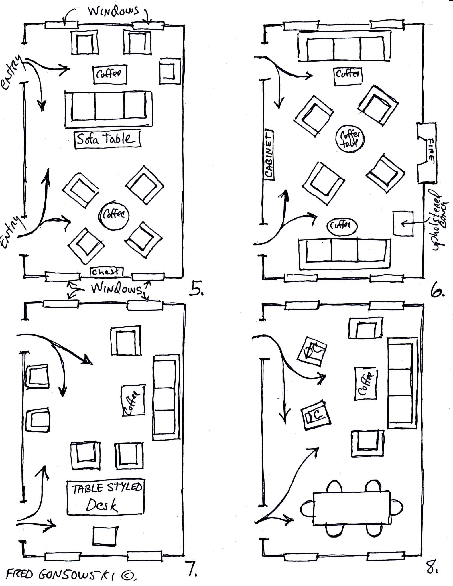 Arranging furniture TWELVE different ways in the Same Room | Fred ...
